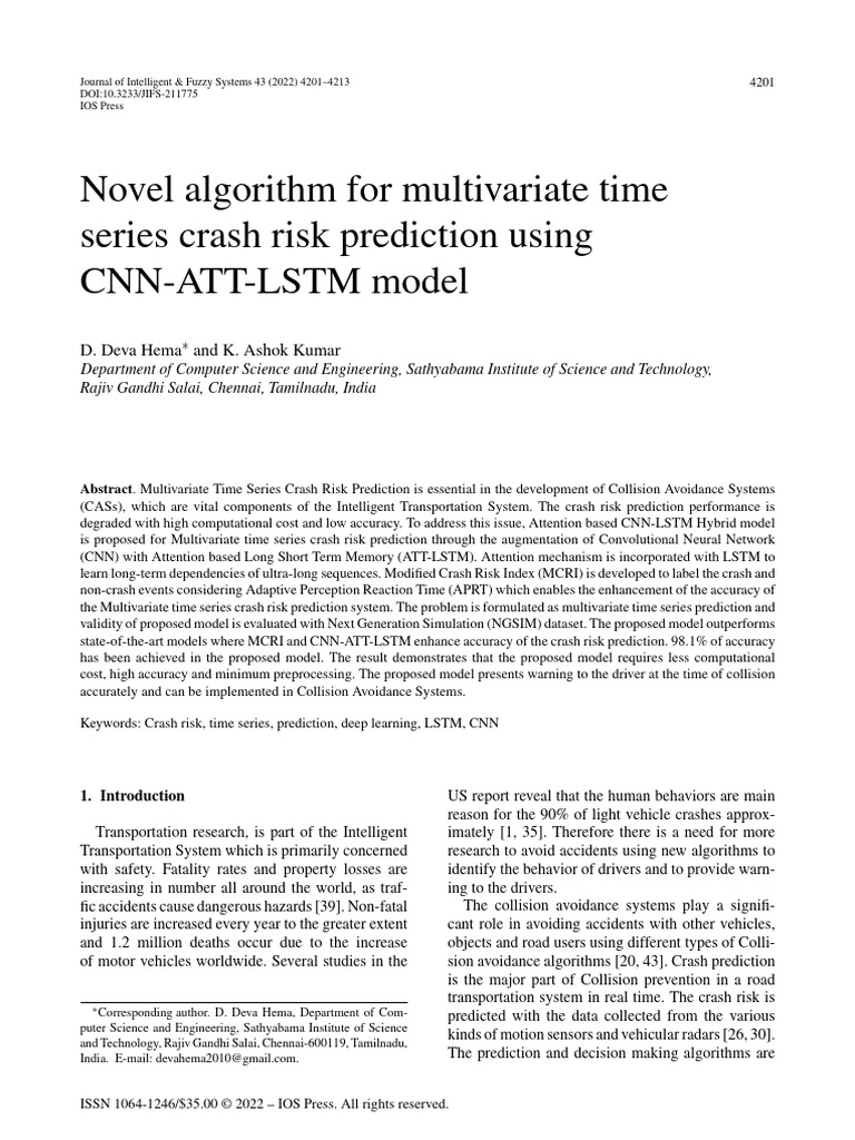 Novel Algorithm For Multivariate Time Series Crash Risk Prediction Using CNN-ATT-LSTM Model ...