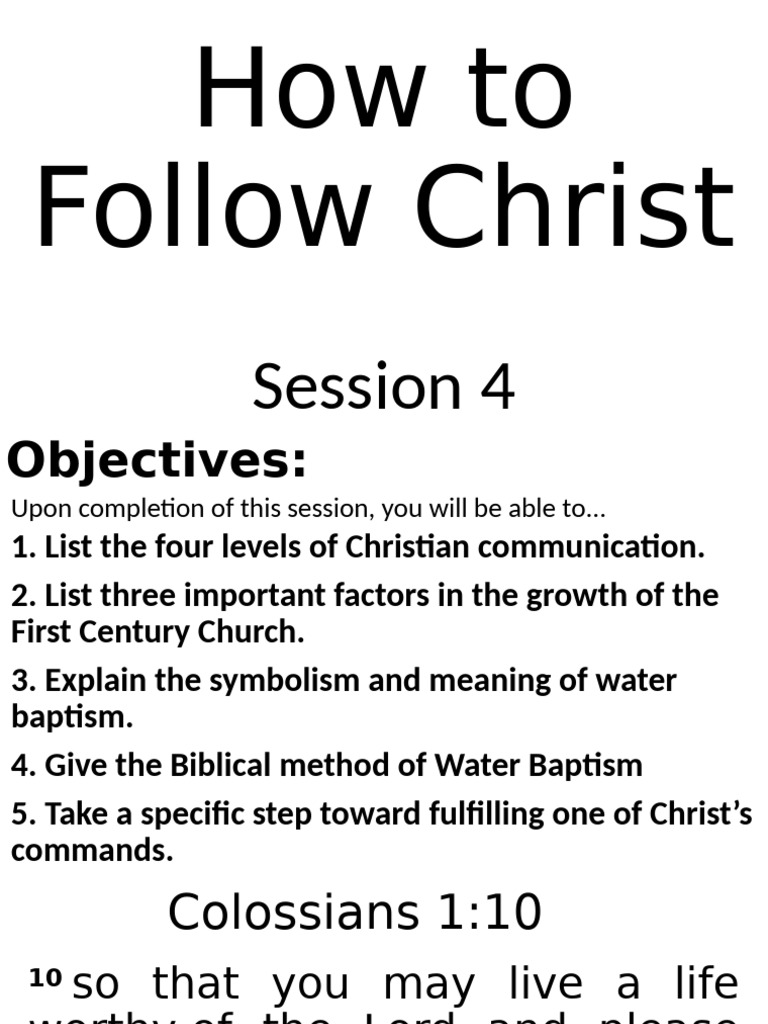 Session 4 How To Follow Christ | PDF | Baptism | Jesus