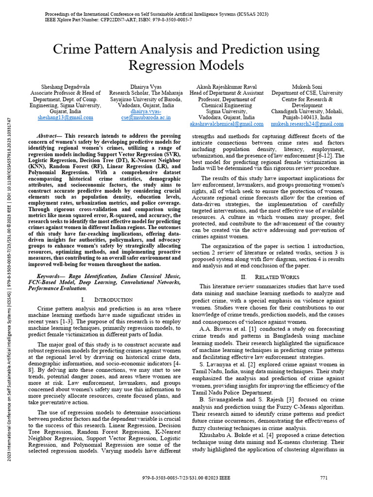 Crime Pattern Analysis and Prediction Using Regression Models | PDF | Regression Analysis ...