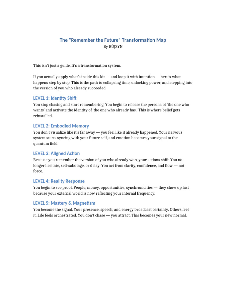 Remember The Future (Road Map) | PDF
