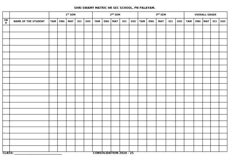 Consolidation Mark Entry Sheet | PDF