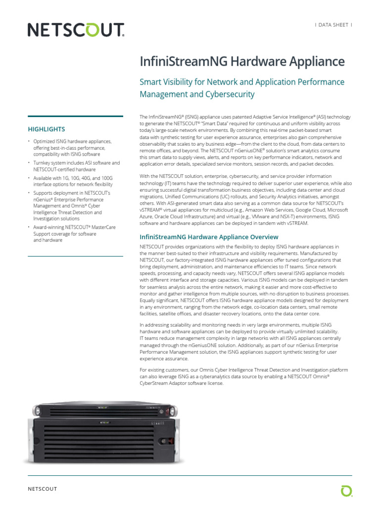 Netscout Infinistreamng Hardware Appliance | PDF | Cloud Computing ...