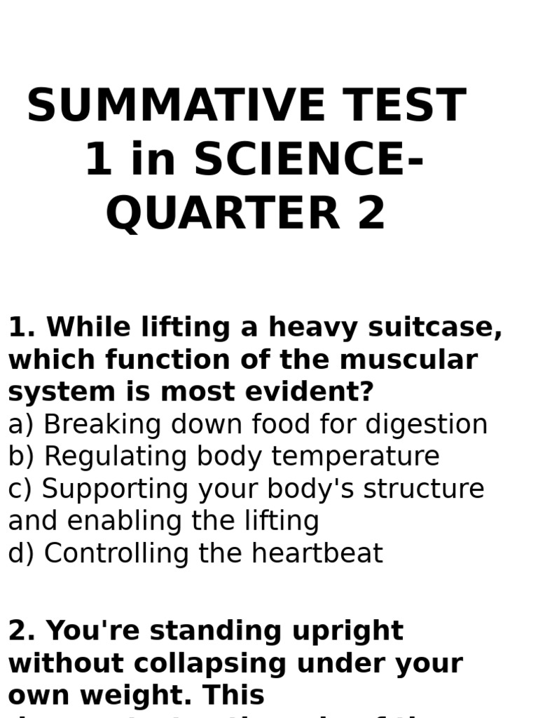 SUMMATIVE TEST 1 in SCIENCE QUARTER 2 | PDF | Blood | Respiratory System