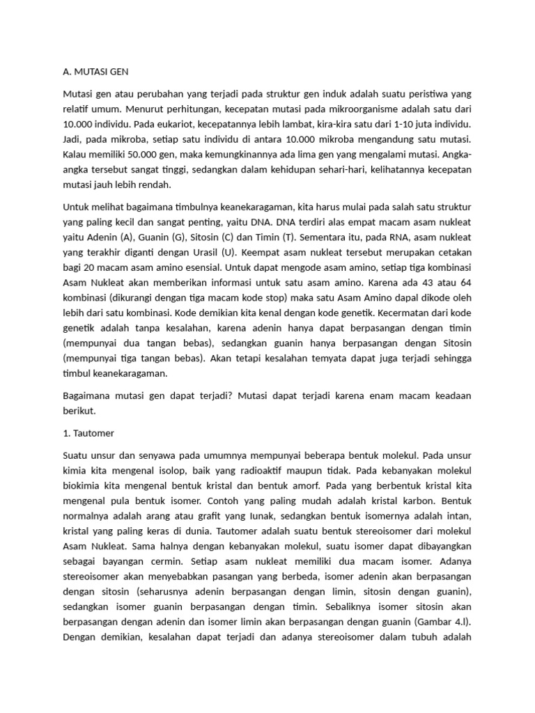 Materi Mutasi Gen | PDF