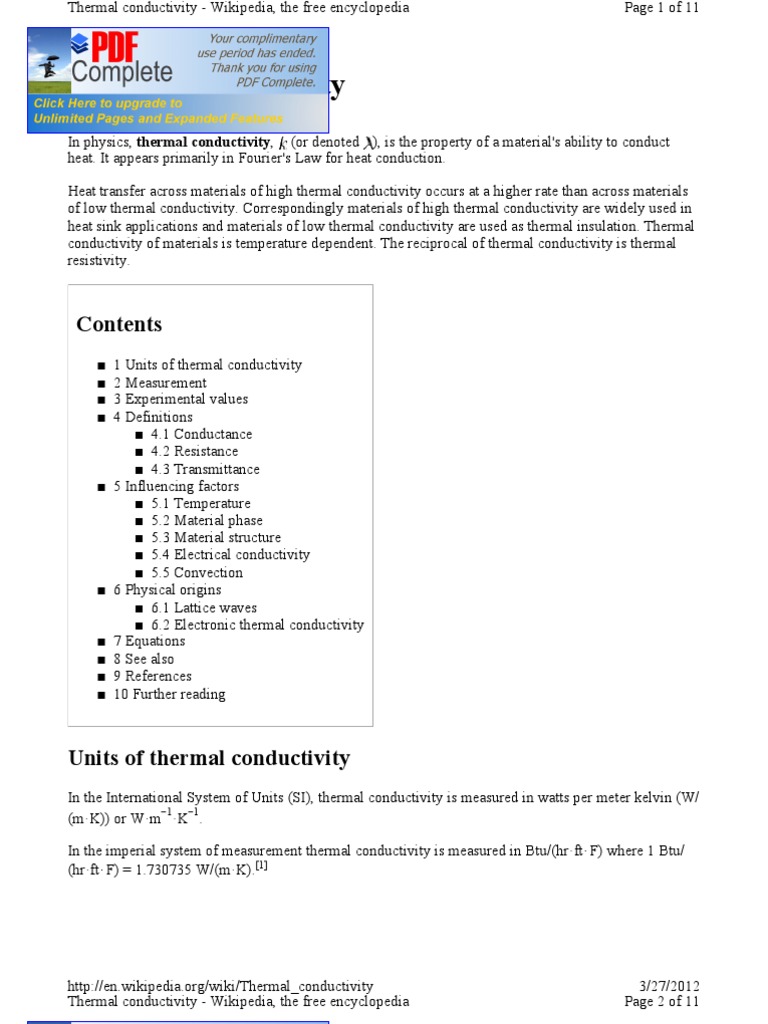 Thermal Conductivity - How Materials Transfer Heat | PDF | Thermal ...