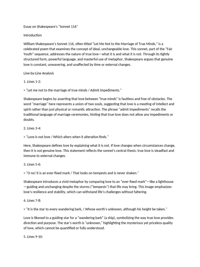 Sonnet 116 | PDF | Love | Sonnets