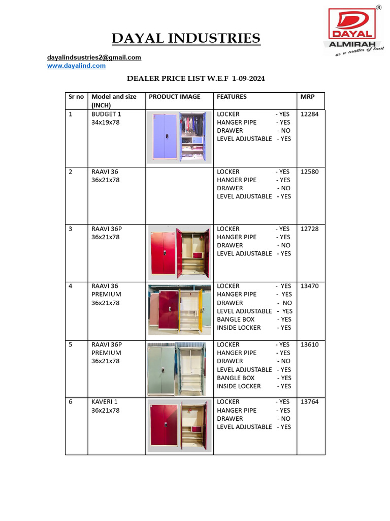 Dayal Industries New Price List With Photos 1 | PDF