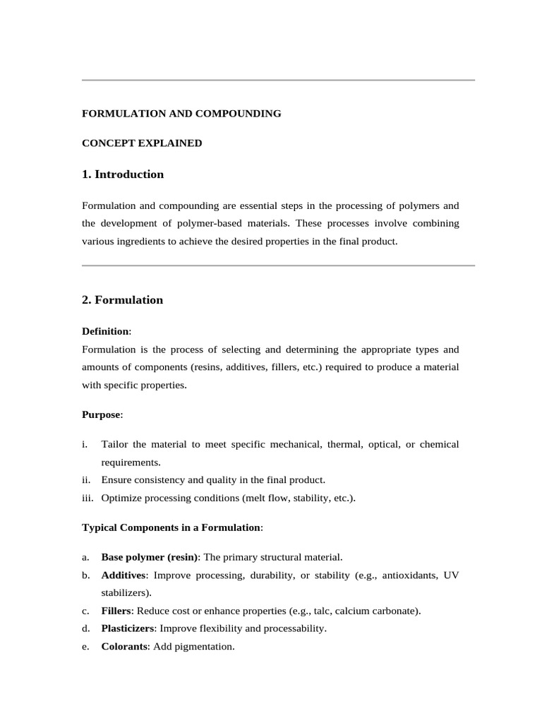 Note 1 Formulation and Compounding | PDF | Plastic | Polyvinyl Chloride