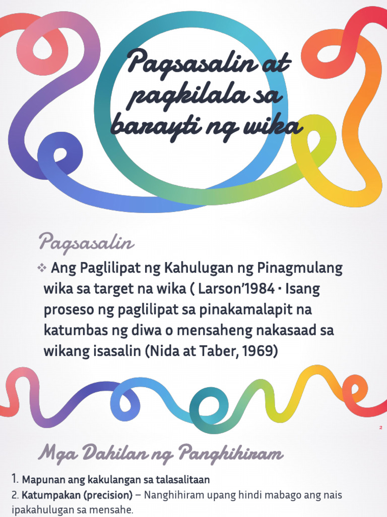 PAGSASALIN NG AT PAGKILALA SA BARAYTE NG WIKA | PDF