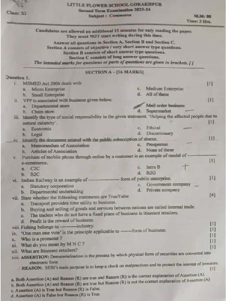 Commerce Syllabus Class 12 | PDF