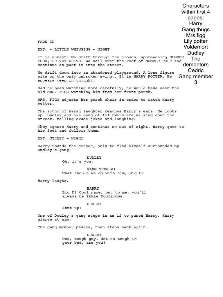 Harry Potter Script | PDF | High Fantasy | Children's Literature