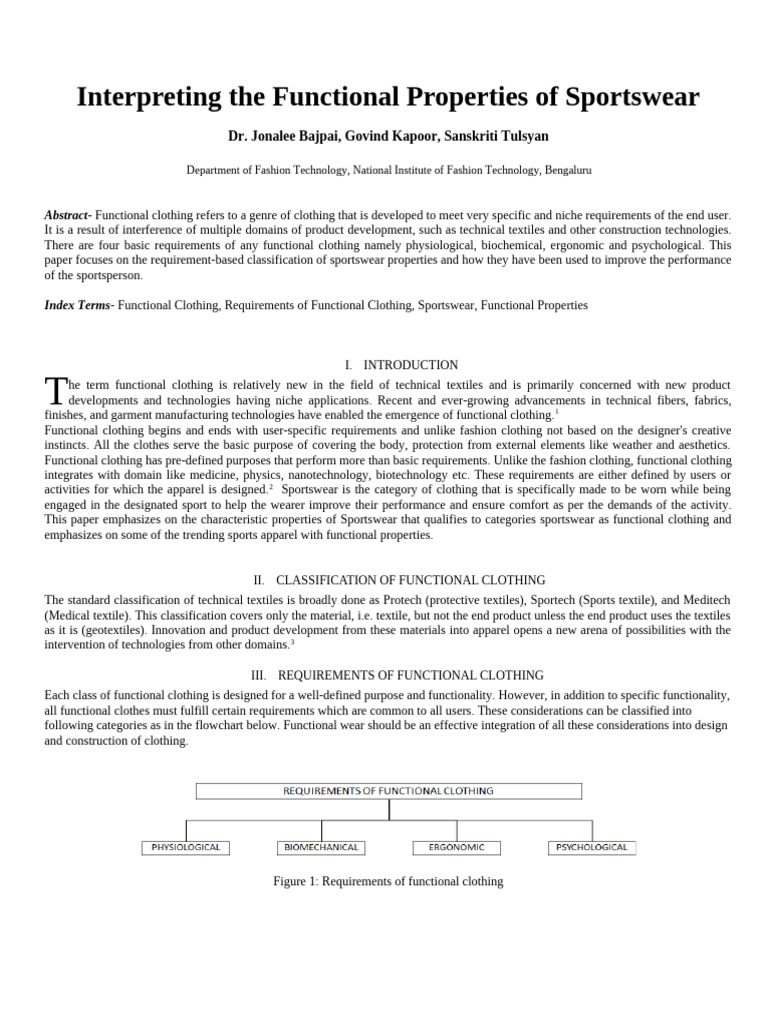 Interpretingthe Functional Propertiesof Sportswear | PDF | Clothing ...
