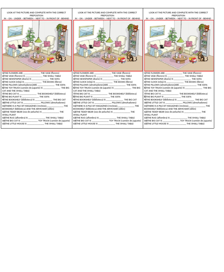 Prepositions of Place Look at The Picture | PDF