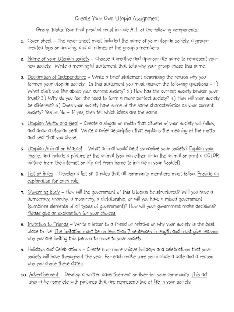 Create Your Own Utopia Project Guide | PDF | Utopia