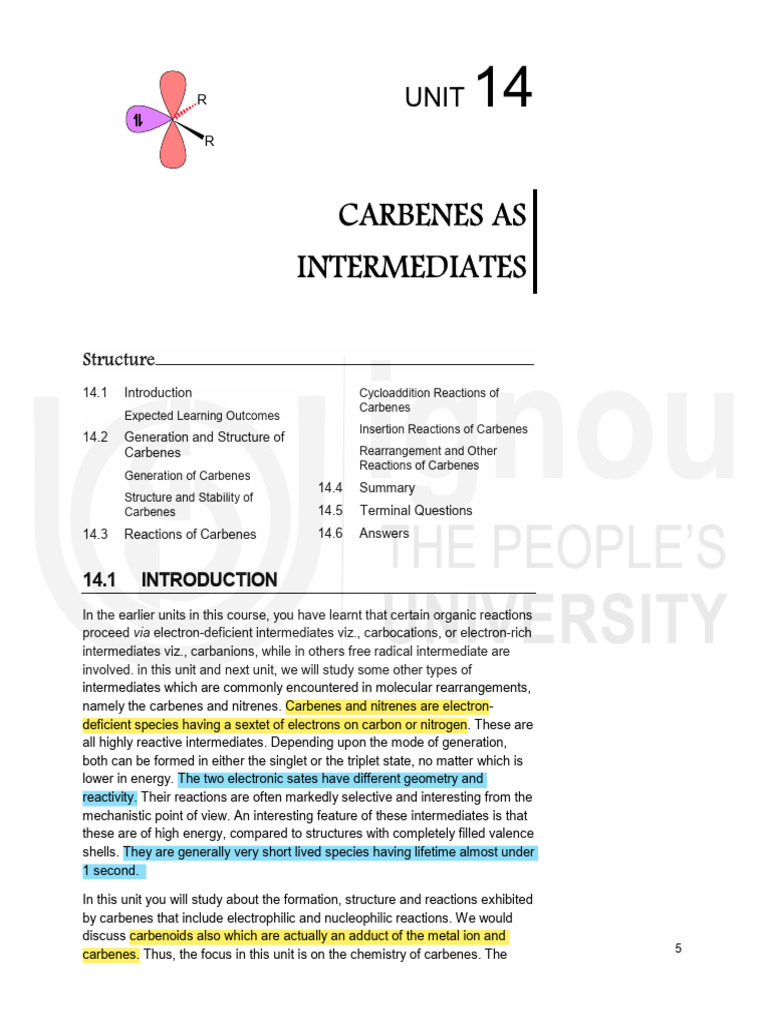Reactions and Structure of Carbenes | PDF | Alkene | Chemical Reactions