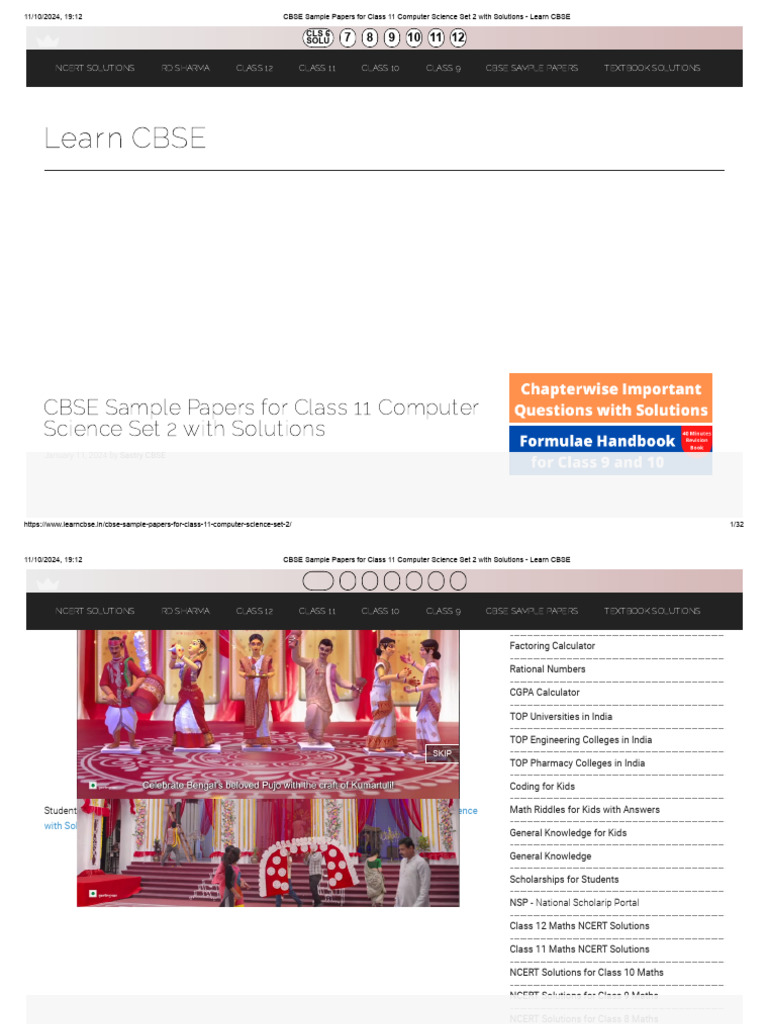 CBSE Sample Papers For Class 11 Computer Science Set 2 With Solutions ...