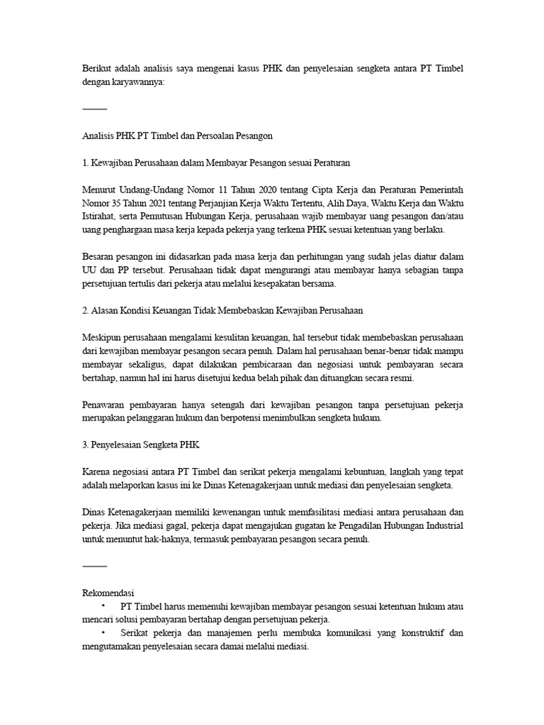 Tugas 3 Hukum Ketenagakerjaan - Chenfan Fransiskus Raja - 053668925 | PDF