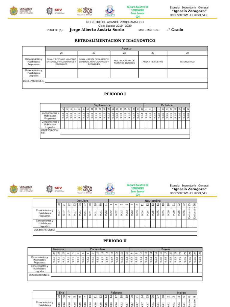 Registro de Avance Programatico | PDF