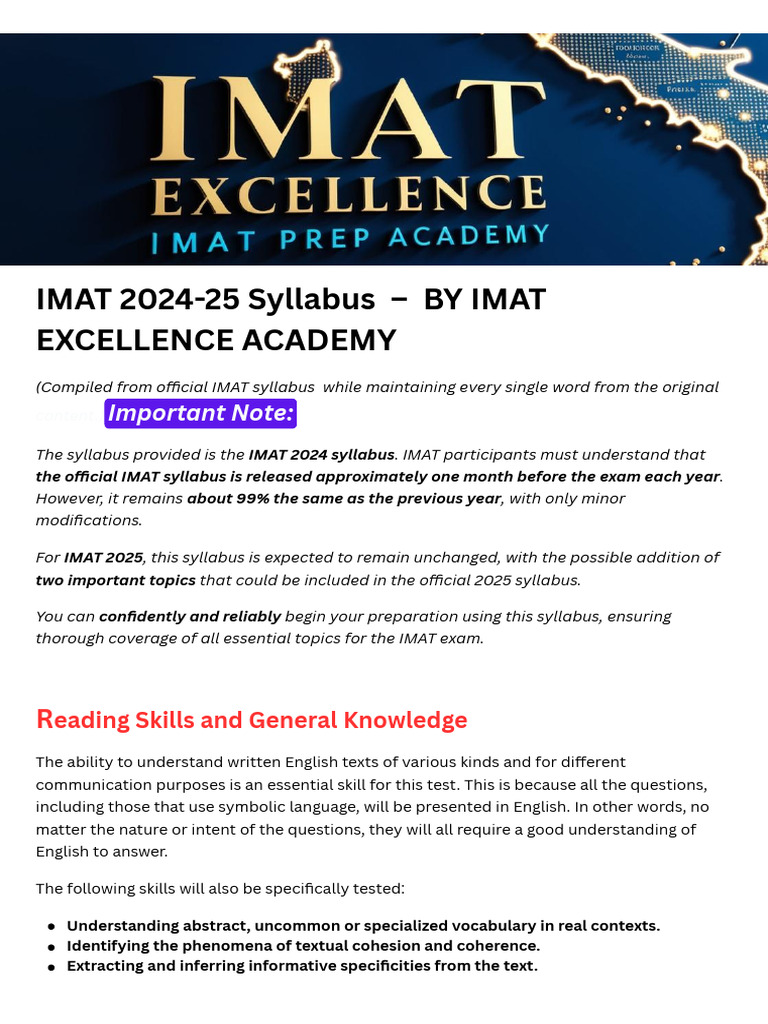 Imat Syllabus by Imat Excellence | PDF | Genetics | Force