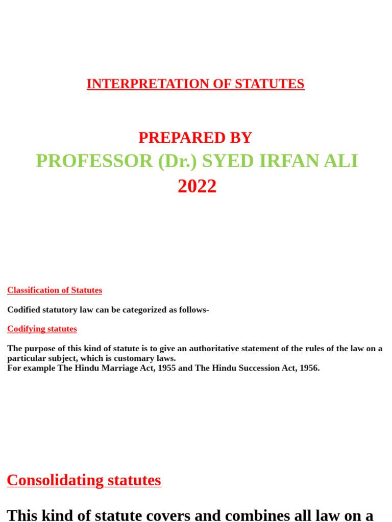 Interpretation of Statutes | PDF | Statutory Interpretation | Plain ...