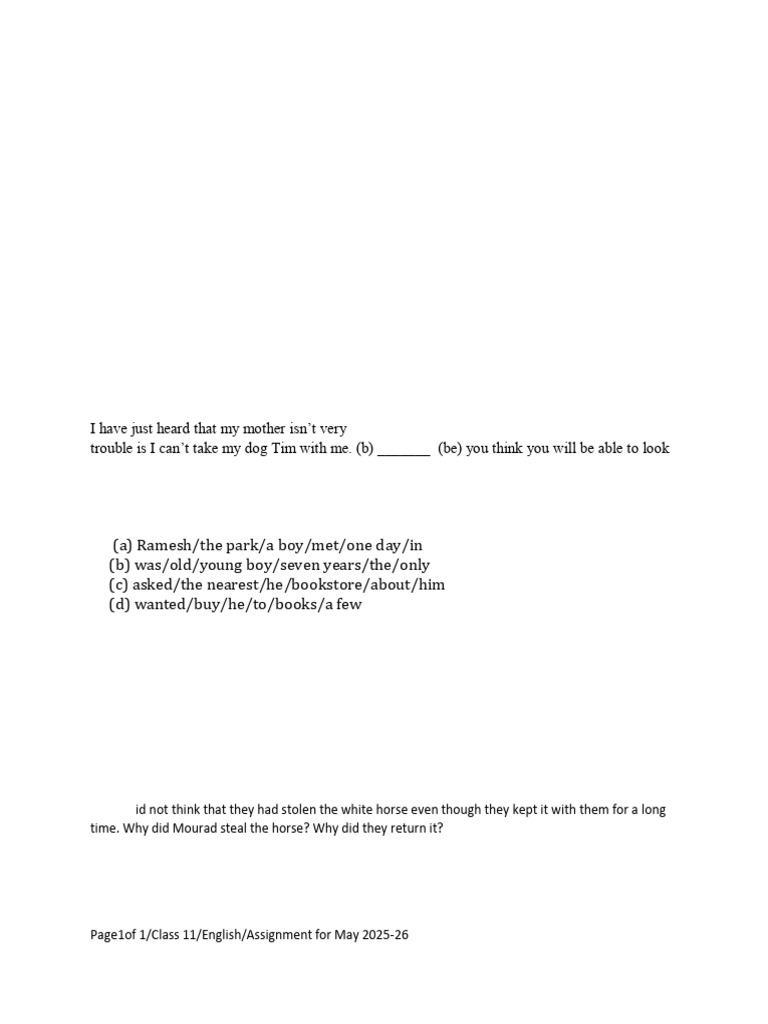 Class 11 May Assignment 2025-26 250505 184103 | PDF