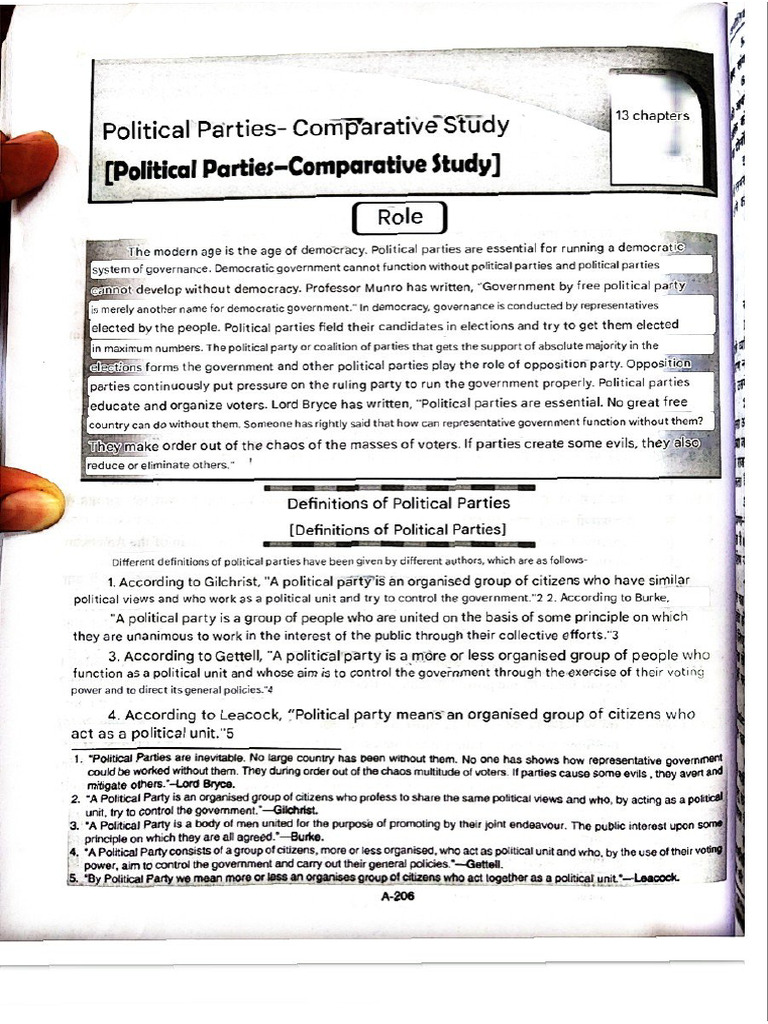 Chapter 13 Political Parties Comparative Study | PDF
