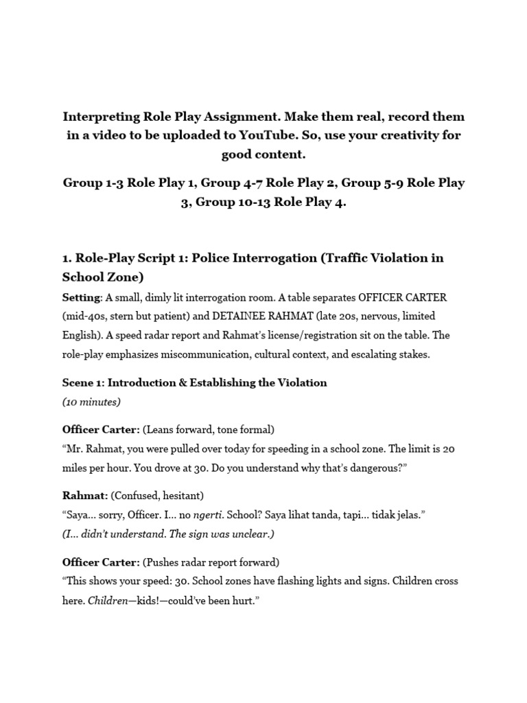 RolePlay Script Tugas Interpreting | PDF