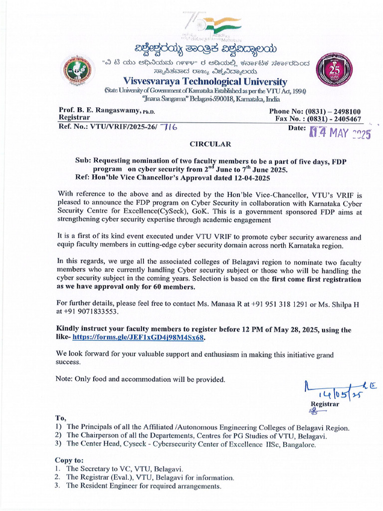 5 Days FDP On CyberSecurity - Circular | PDF