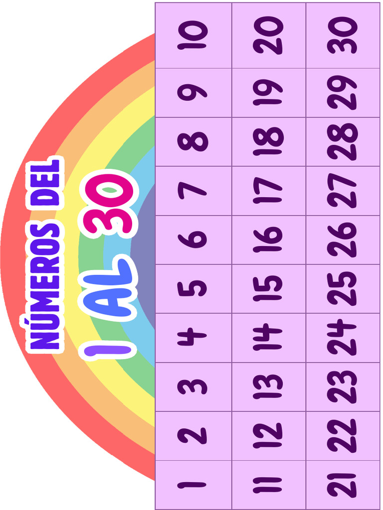 GRILLA DE NÚMEROS DEL 1 AL 30 | PDF