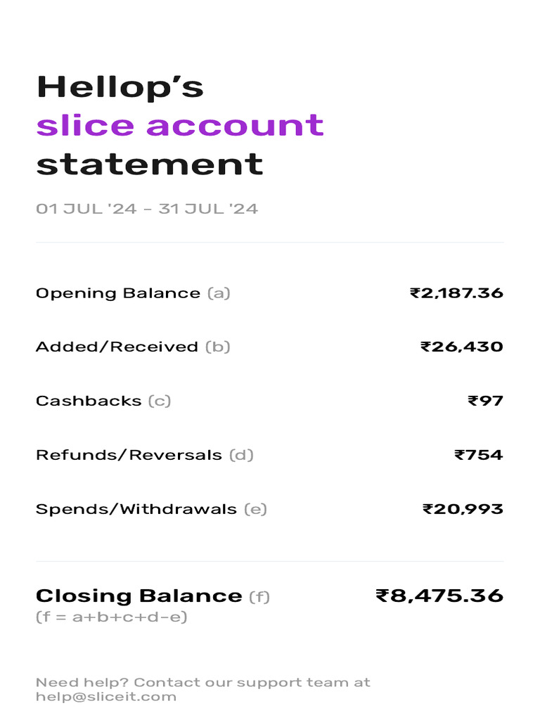 Slice Account Statement - Jul 2024 | PDF | Personal Finance | Companies
