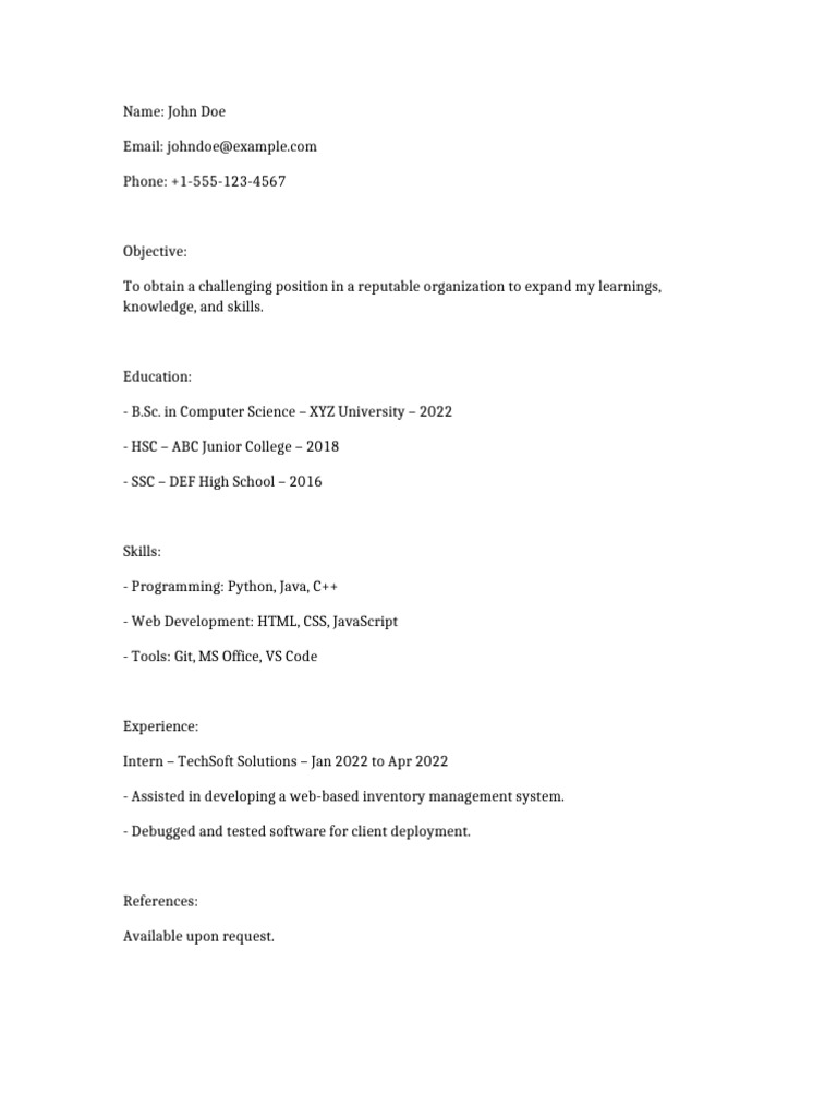 Sample Resume Template | PDF