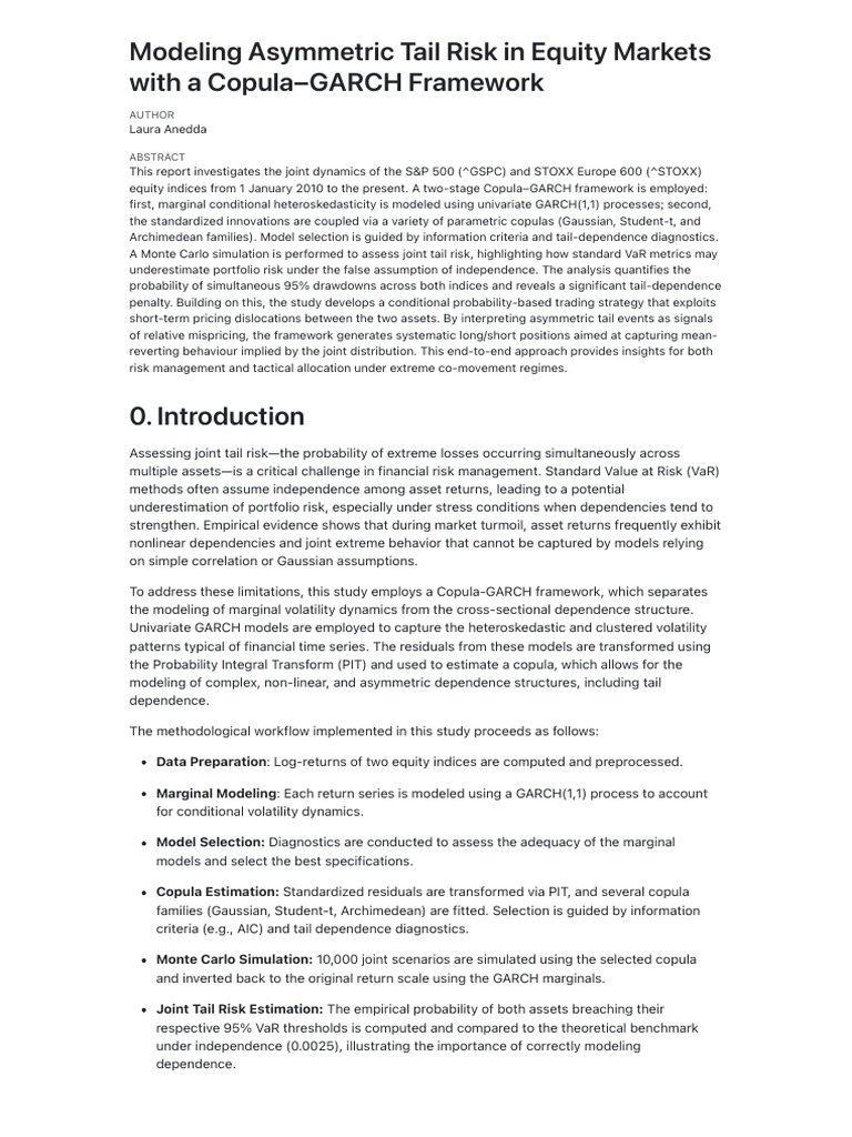 Modeling Asymmetric Tail Risk with a Copula-GARCH model | PDF | Akaike Information Criterion ...