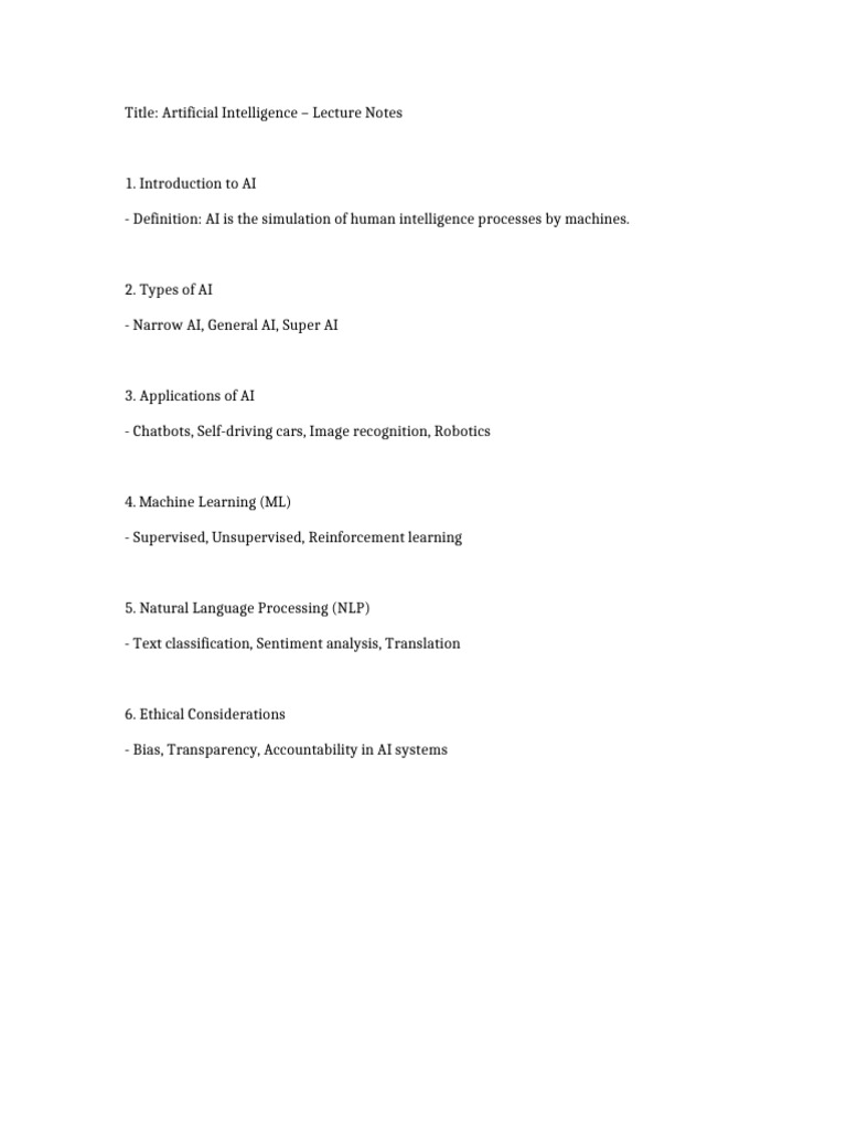 AI Lecture Notes Overview | PDF