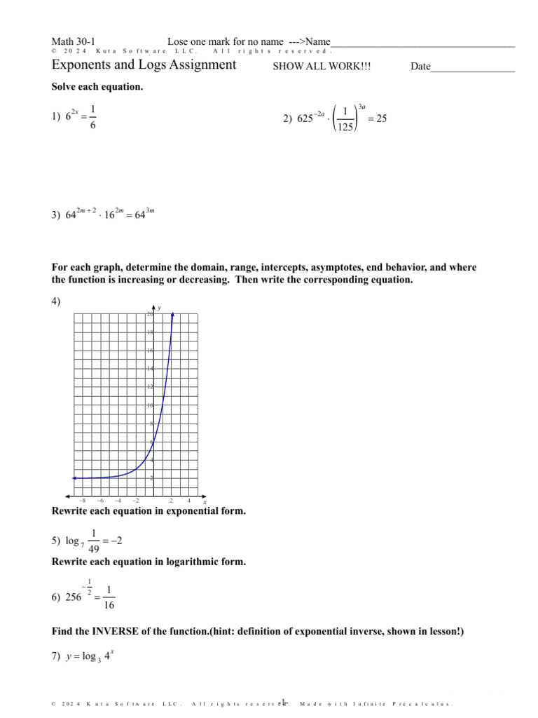 Exponents and Logs AssignmentV8 | PDF | Logarithm | Exponential Function