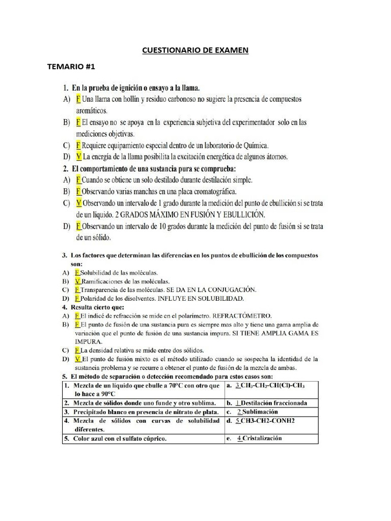 Cuestionario de Examen | PDF
