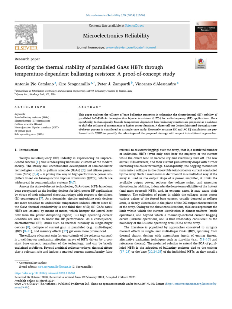 Enhancing GaAs HBT Stability with Resistors | PDF | Bipolar Junction ...