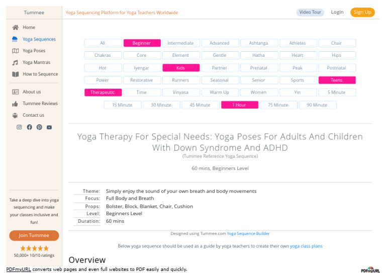 Yoga Sequence for Special Needs | PDF | Yoga | Asana