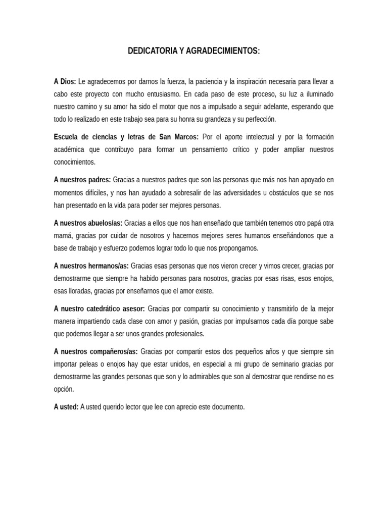 Dedicatoria y Agradecimientos | PDF