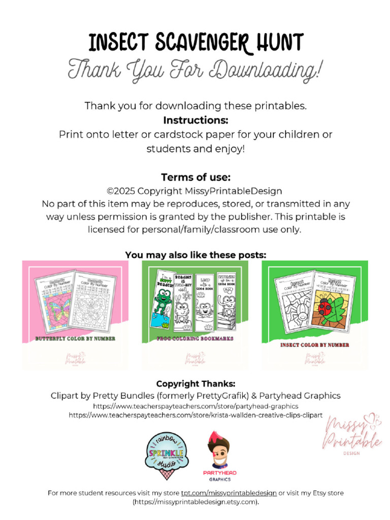 Insect Scavenger Hunt | PDF