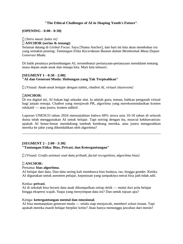 News Anchor Teks | PDF