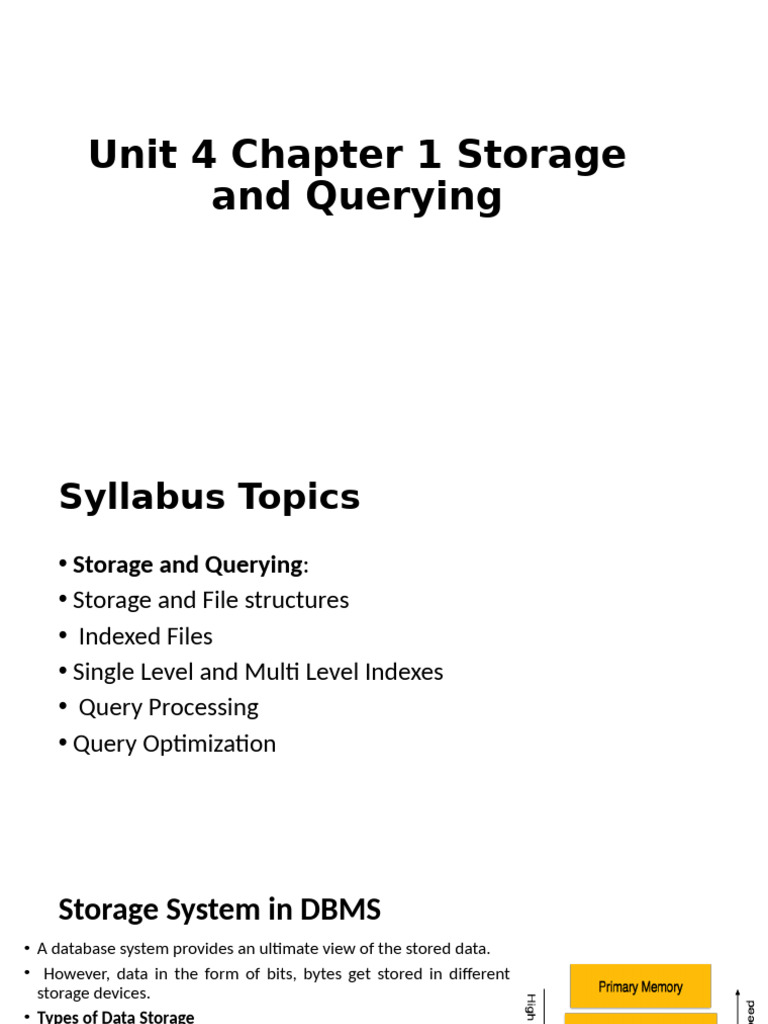 Storage and Querying in DBMS | PDF | Database Index | Computer Data Storage