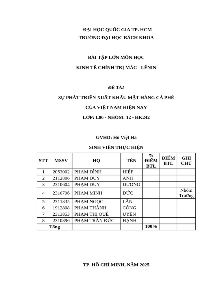 BTL KTCT - L P L06 - Nhóm 12 - HK242 | PDF