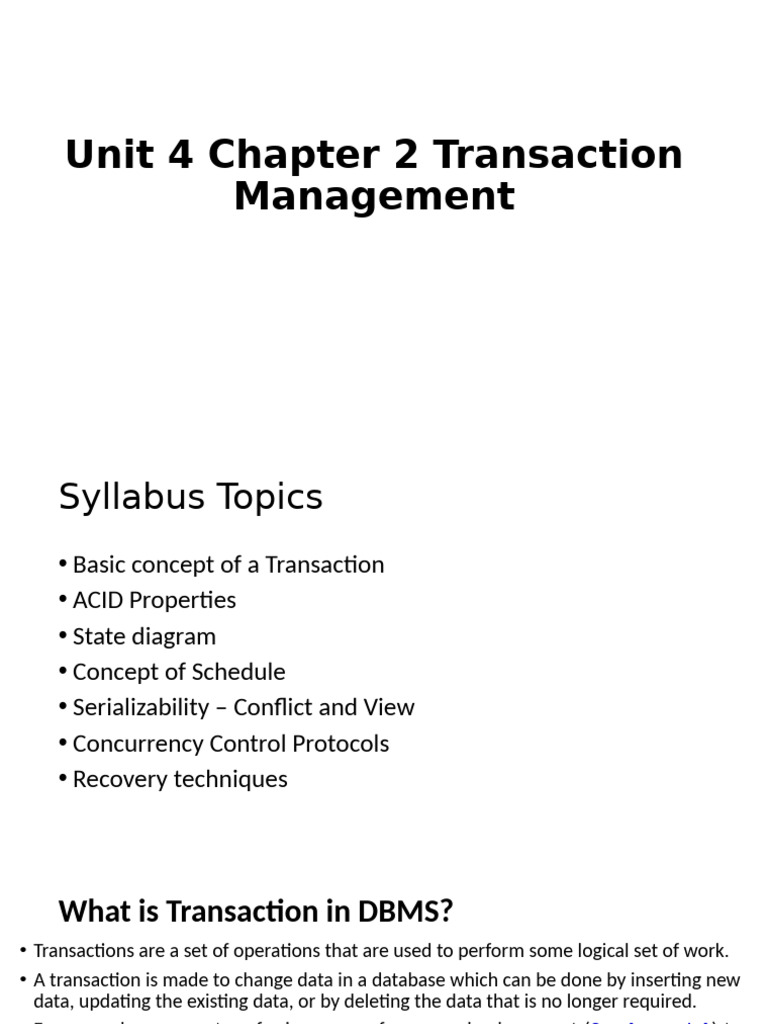 Transaction Management in DBMS | PDF | Database Transaction | Acid