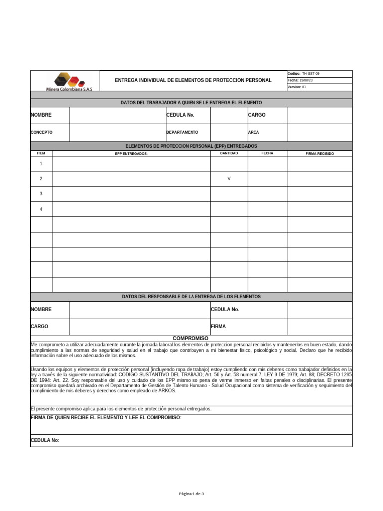 Th-Hseq-09-Entrega Individual de Epp | PDF | Seguridad y salud ocupacional | Justicia