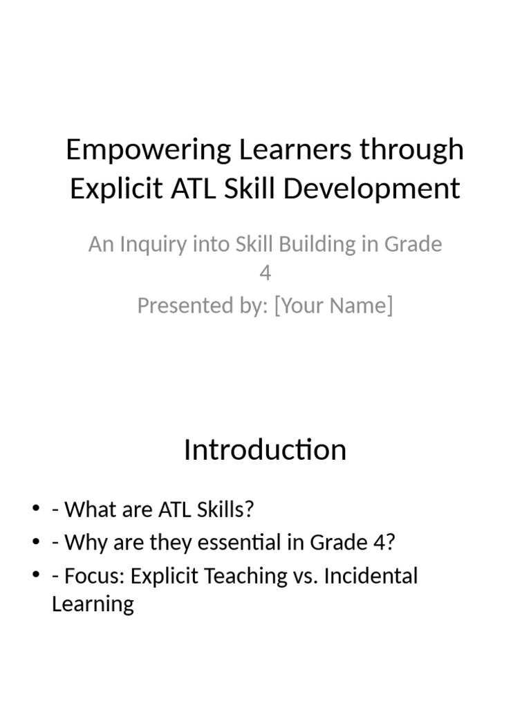 Developing ATL Skills in Grade 4 | PDF