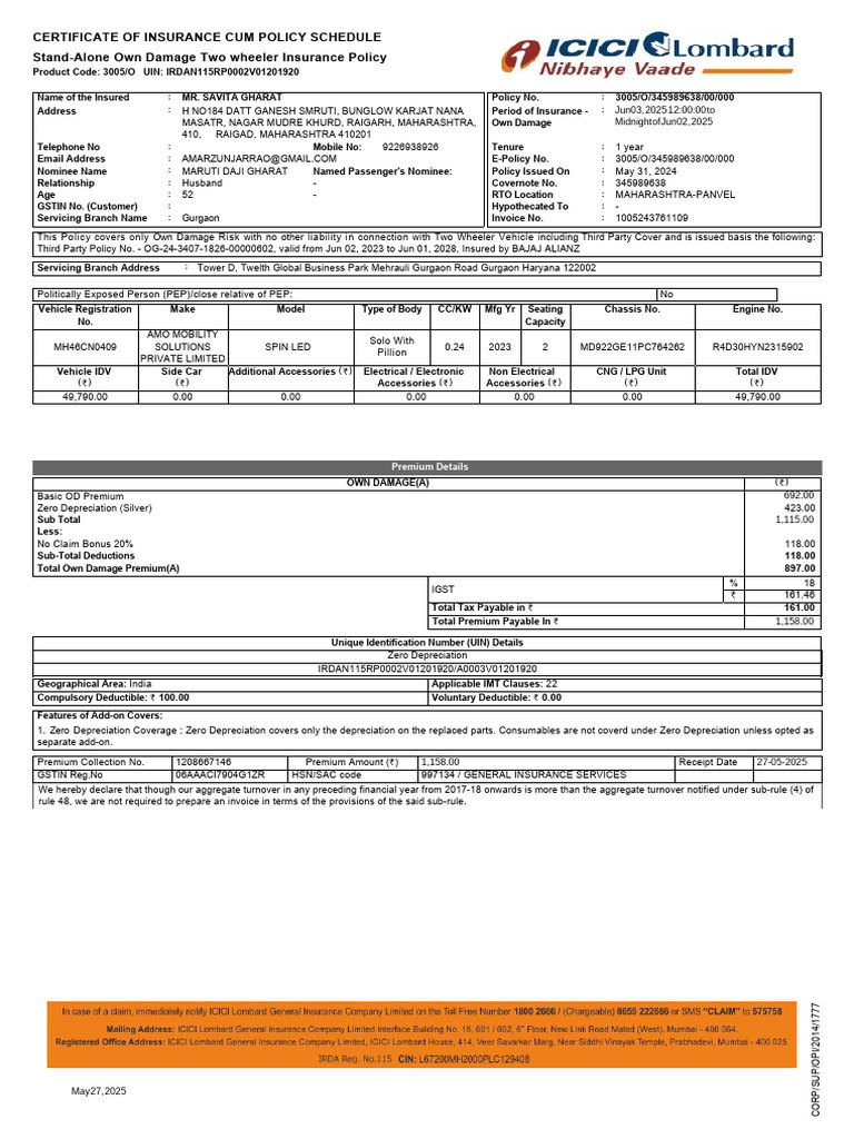 Maruti Gharat Policy Paper | PDF | Insurance | Pro Rata
