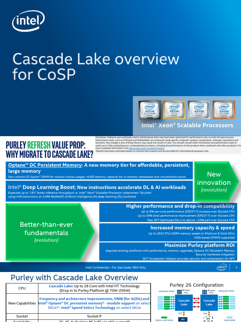 Cascade Lake NFV Overview For CoSP | PDF | Central Processing Unit | Intel