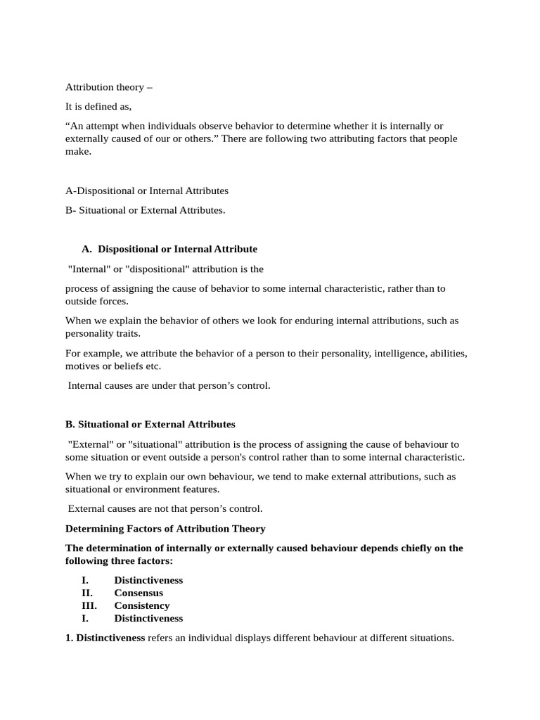 Attribution Theory | PDF | Behavior | Scientific Theories