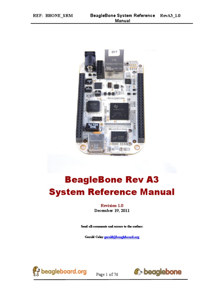Beaglebone Rev A3 System Reference Manual | PDF | Usb | Secure Digital