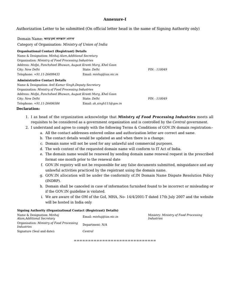 Registration Letter AnexI | PDF | Domain Name